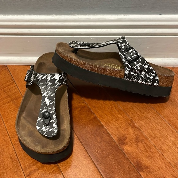 Birkenstock | Shoes | Birkenstock Gizeh Houndstooth Platform Sandal ...